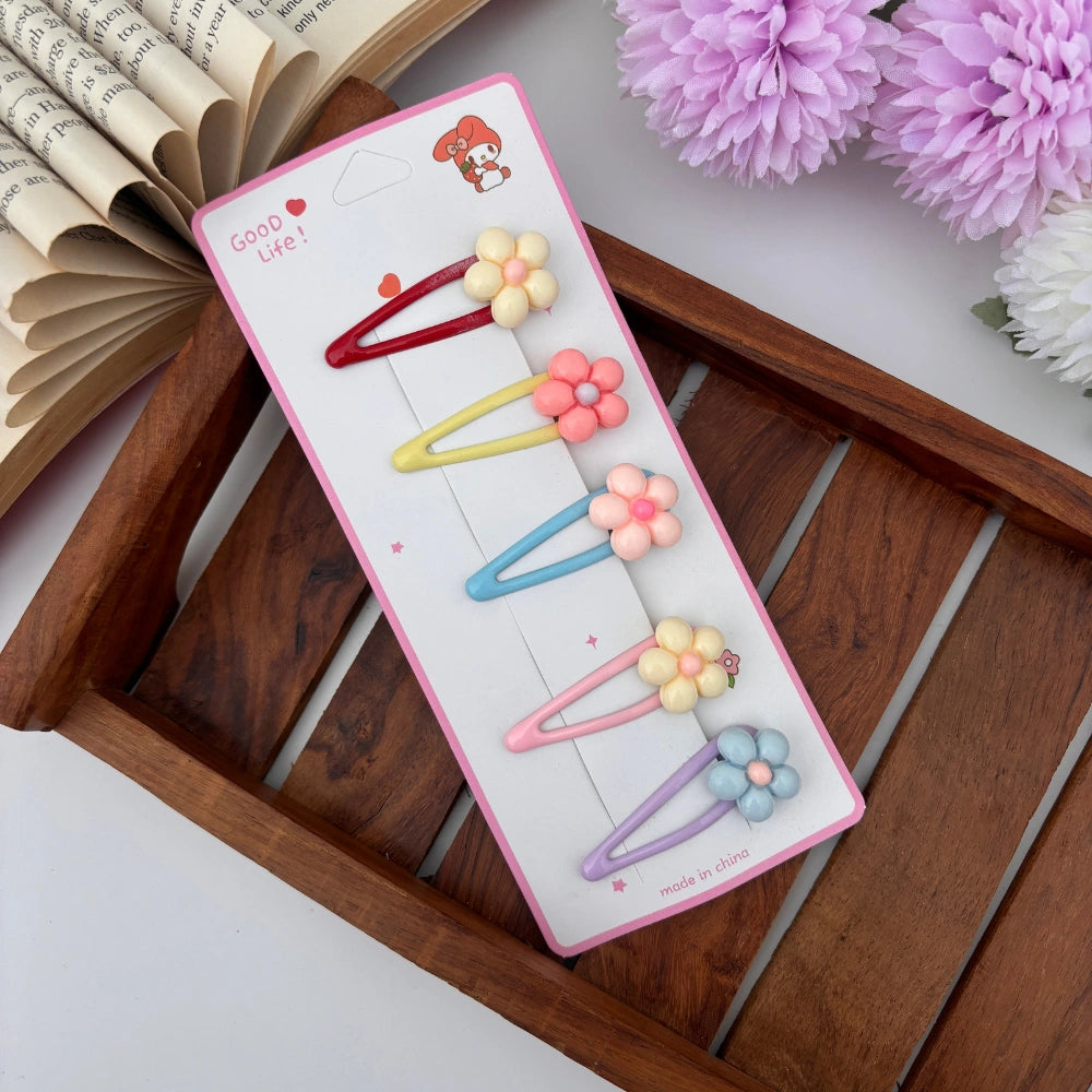 Colourful Flower Tic Tac - Set of 5 / Assorted Colours – Hairbounce.in