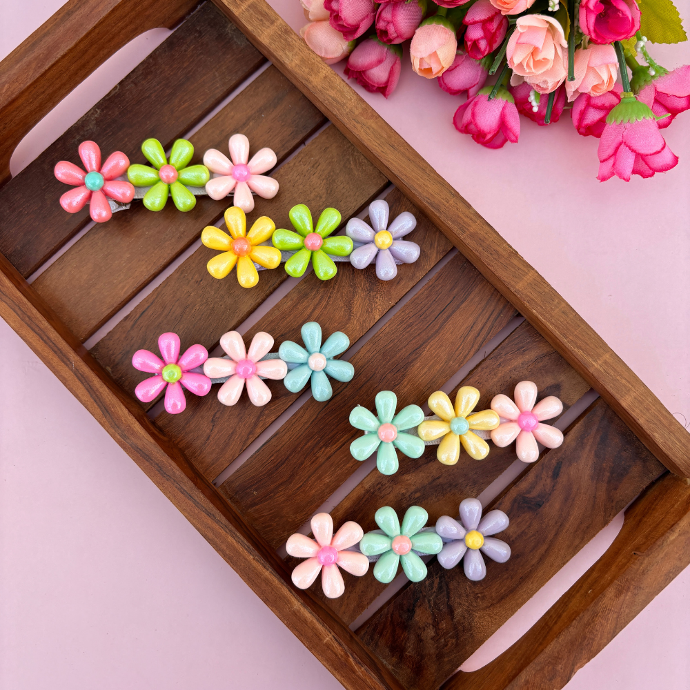 Triple Flower Alligator Clip - Assorted Colour – Hairbounce.in