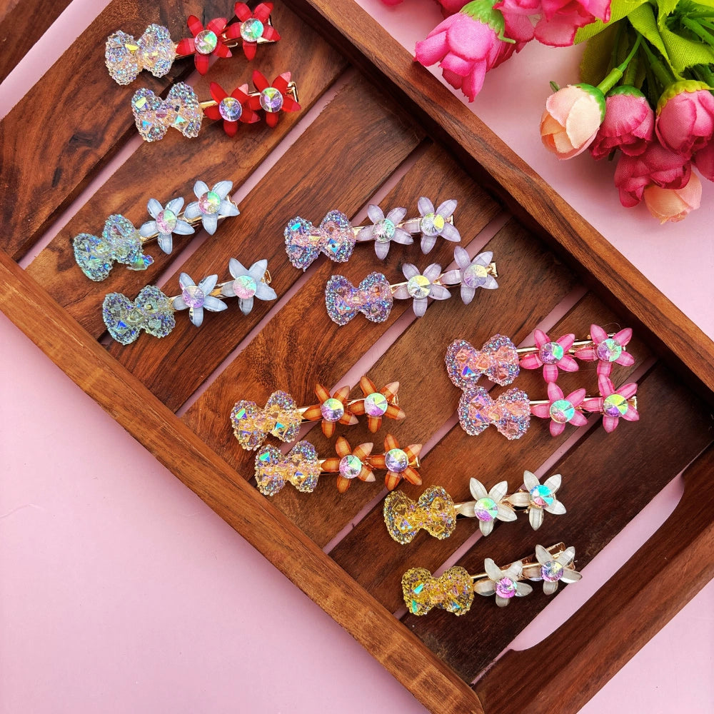Bow with Lilly Flower Alligator Clips – Hairbounce.in