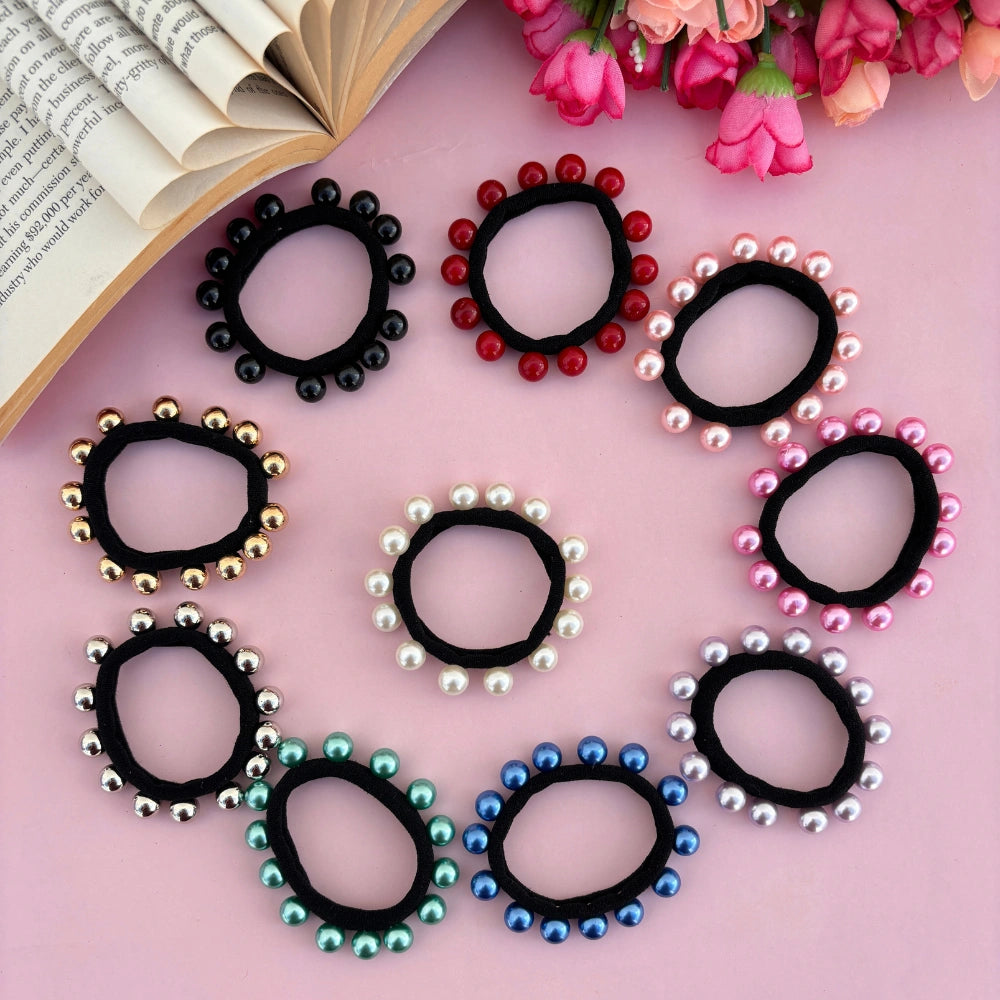 Colourful Pearl Rubber Band - Assorted Colour – Hairbounce.in